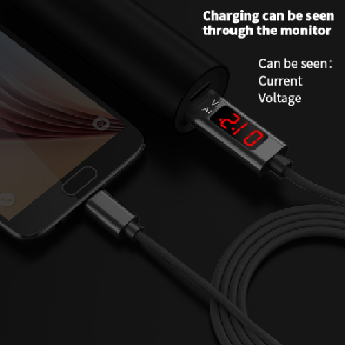 Voltage & Current Display USB Type-C Fast Charging Cable - (Black) | at ...