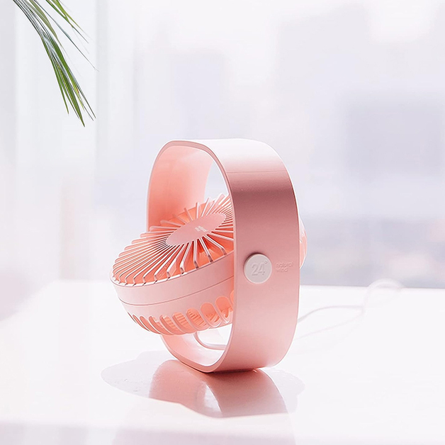 3-Speed 360° Rotating USB Powered Small Desktop Fan - Pink | at Mighty ...