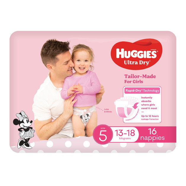 Buy Huggies Ultra Dry Convenience Walker Girl Nappies - Size 5 at ...
