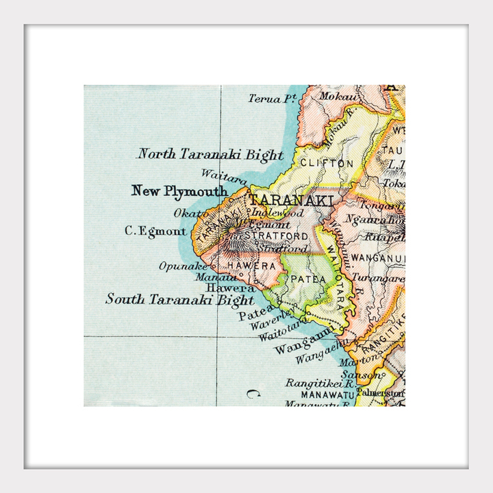 Taranaki Vintage Map Print - Framed | at Mighty Ape NZ