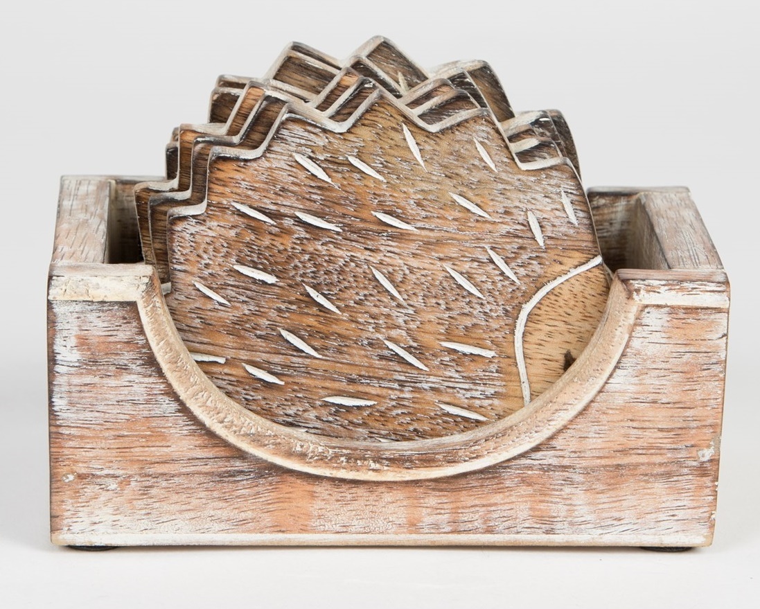 Carved Hedgehog - Coaster Set | at Mighty Ape NZ