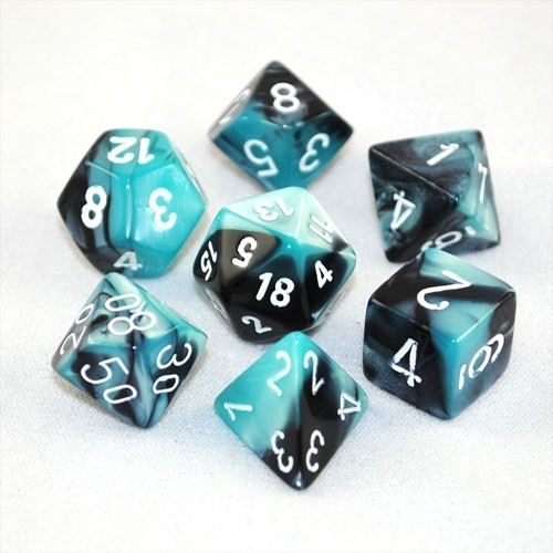 Chessex Gemini Polyhedral Dice Set Black-Shell/White | at Mighty Ape NZ