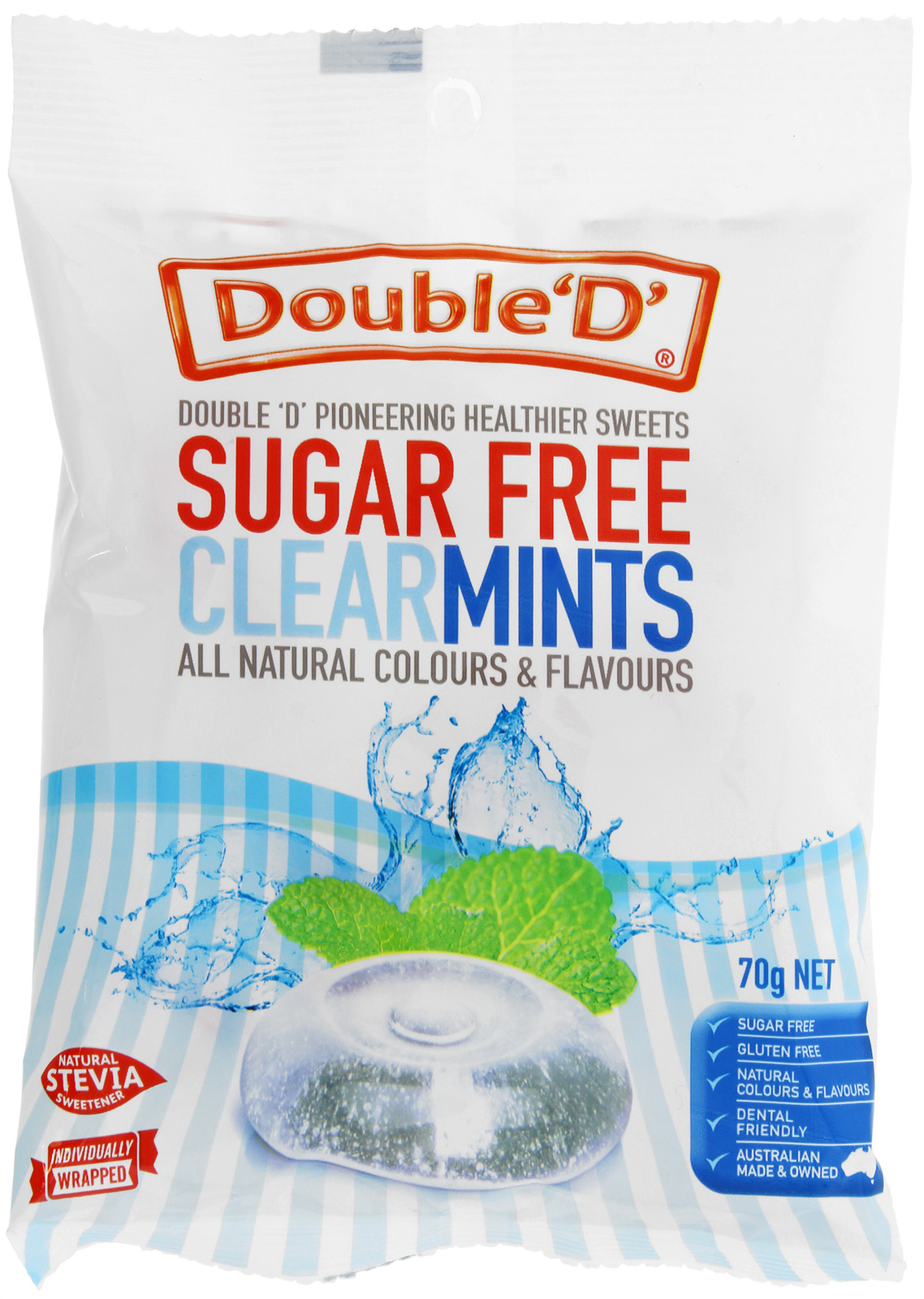 Double D Sugar Free Clear Mint Drops 70g | at Mighty Ape NZ