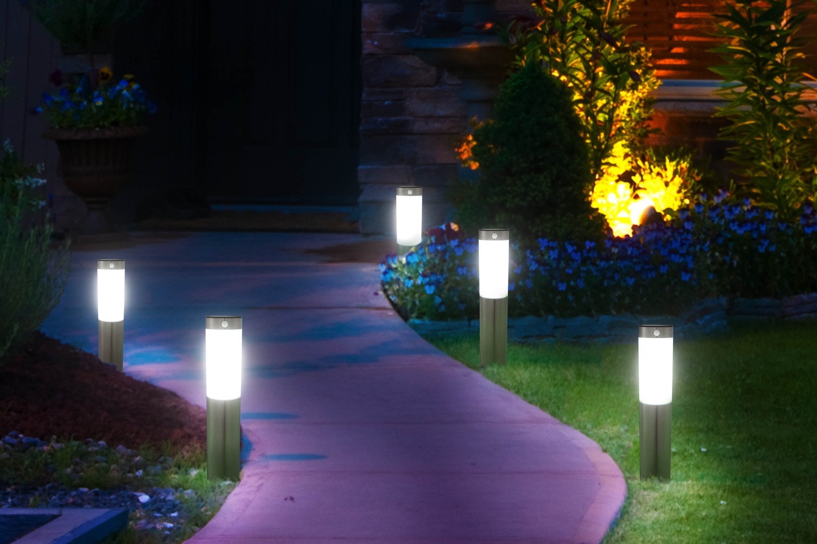 Solar Powered Motion Sensor Bollard LED Light - 2 Pack | at Mighty Ape NZ