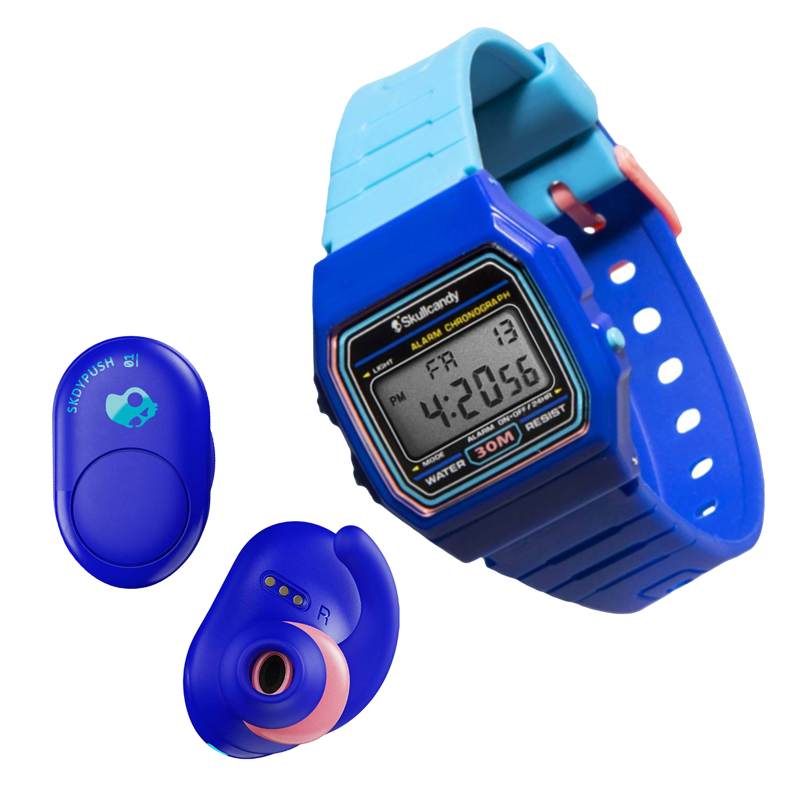 Skullcandy Push Earbuds TWS Limited Edition RAD Blue + Digital Watch ...