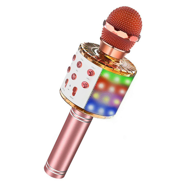 Bluetooth Karaoke Microphone with LED - Rose Gold | at Mighty Ape NZ