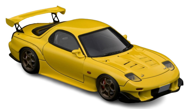 Initial D: 1/43 Mazda RX-7 (FD3S) Yellow - Diecast Car Images at Mighty ...