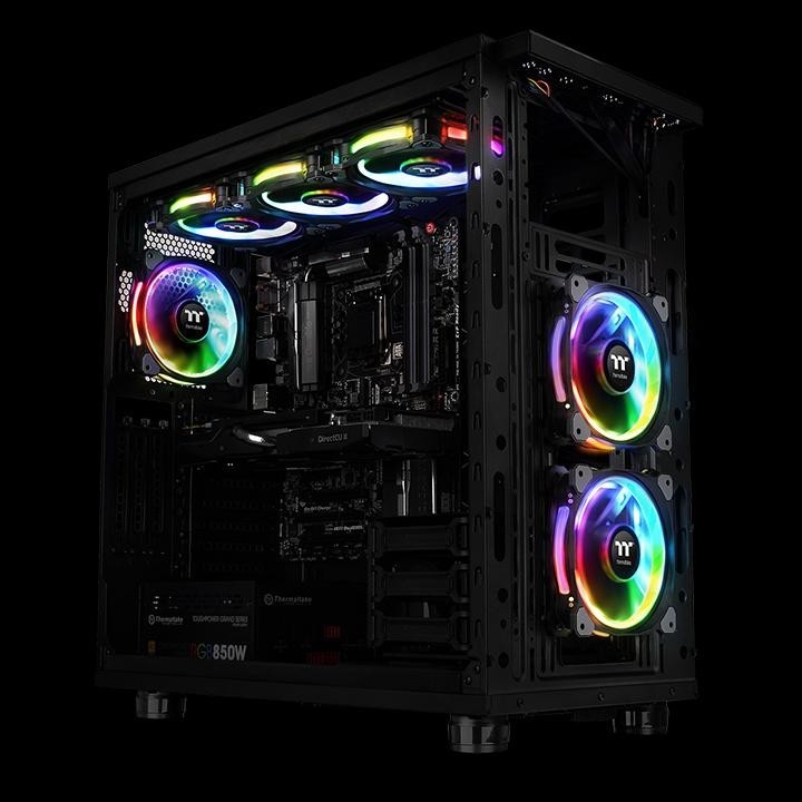 120mm Thermaltake Riing Plus 12 LED RGB Radiator Fan TT Premium Edition ...