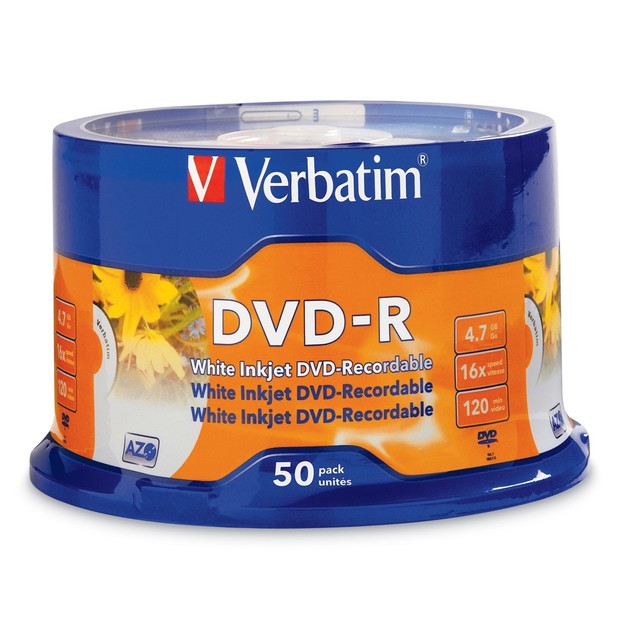 Verbatim DVD-R 4.7GB White InkJet 16x (50 Pack) | at Mighty Ape NZ