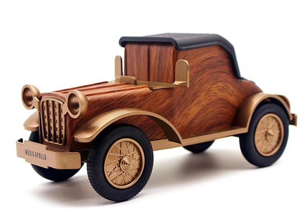 Vintage Car Shaped Retro Wireless Speaker - Light Wood | at Mighty Ape NZ