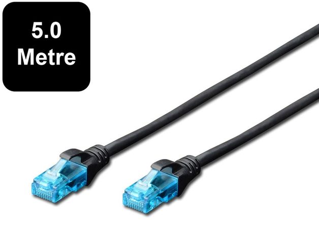 5m Digitus UTP Cat5e Network Cable - Black | at Mighty Ape NZ