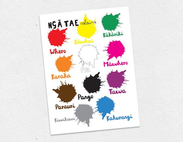 Te Reo Māori Colours - A2 Poster | at Mighty Ape NZ