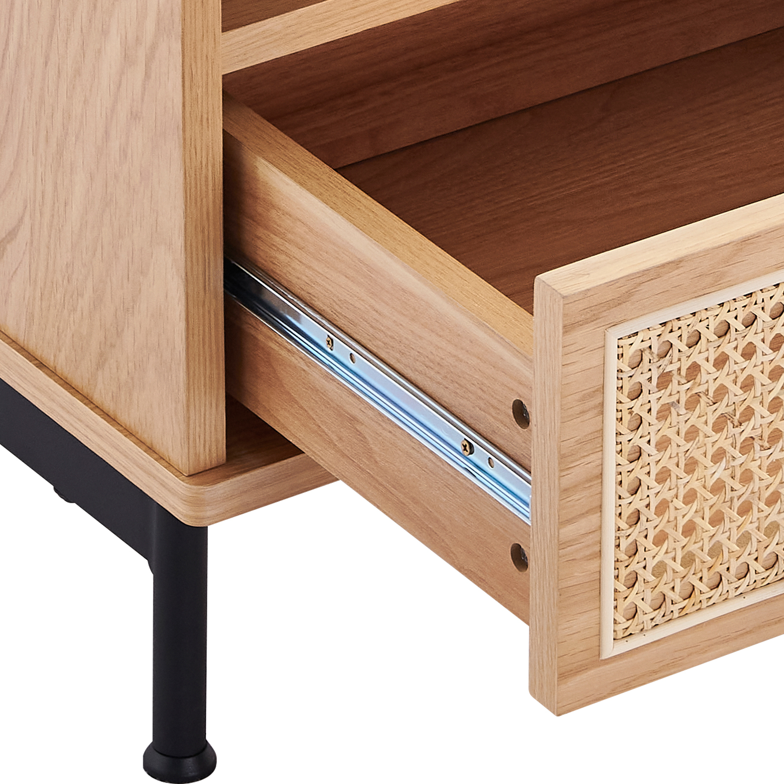 Buy Fraser Country Natural & Black Rattan Bedside Table with Metal Legs ...