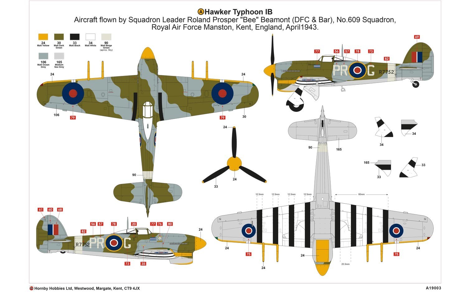 1:24 Hawker Typhoon Mk1B - Model Kit | at Mighty Ape NZ