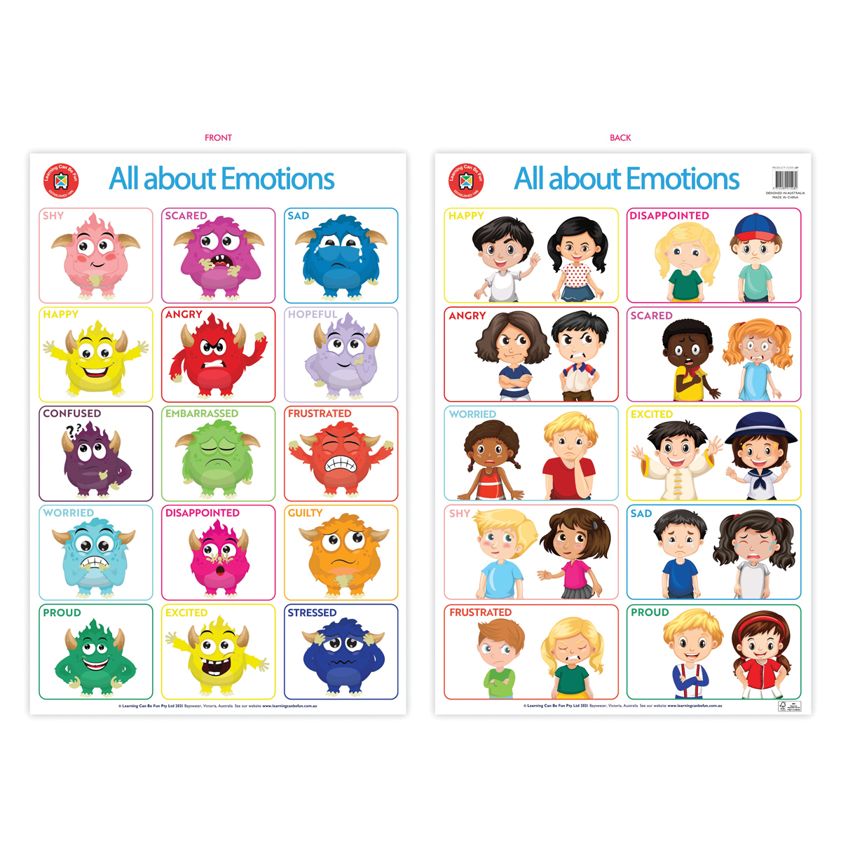 Buy LCBF Wall Chart All About Emotions Poster at Mighty Ape Australia
