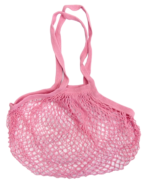 Cotton String Bag w/ Long Handle - Pastel Pink | at Mighty Ape NZ