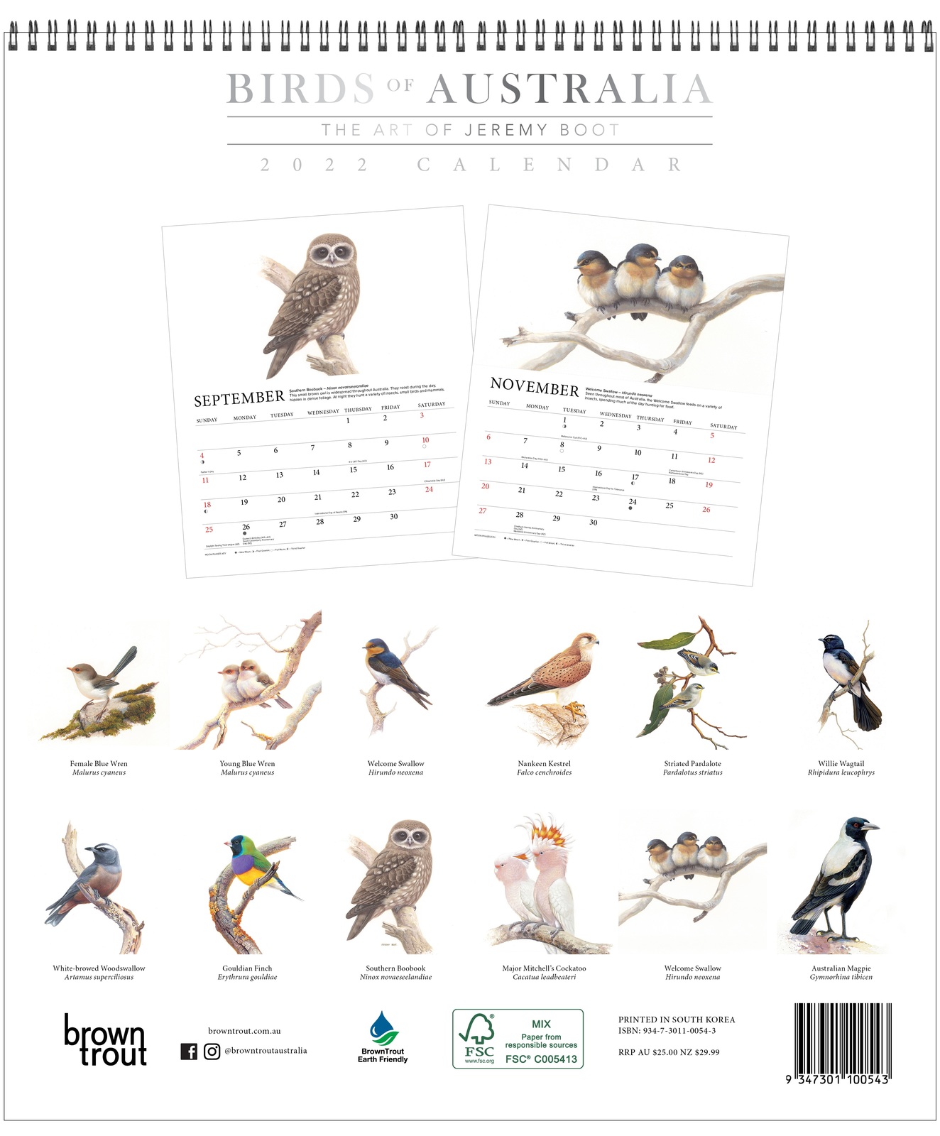 Buy Birds of Australia: The Art of Jeremy Boot - 2022 Deluxe Wall ...