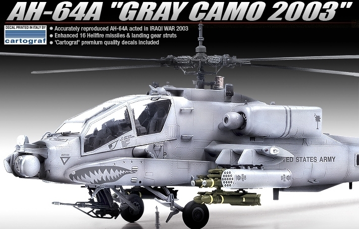 Academy AH-64A Apache "Grey Camo" 1/48 Model Kit | at Mighty Ape NZ