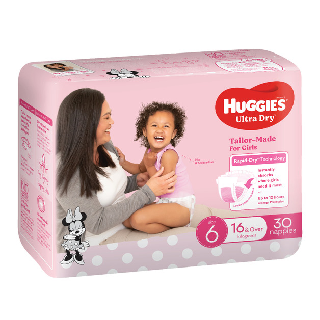 Buy Huggies Ultra Dry Junior Girl Nappies - Size 6 at Mighty Ape Australia