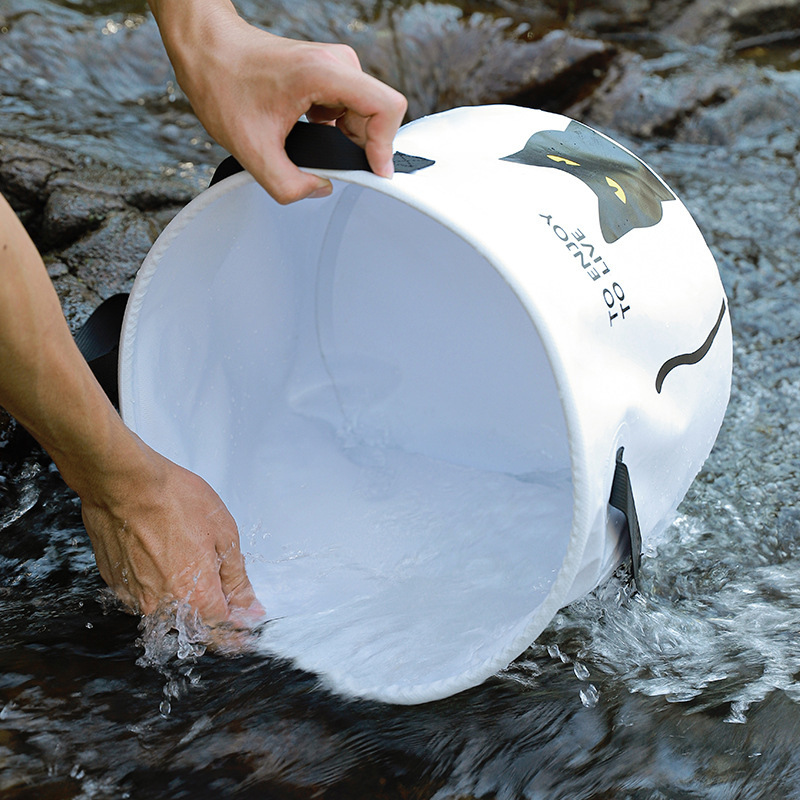 Foldable Bucket With Cat Design - White | at Mighty Ape NZ