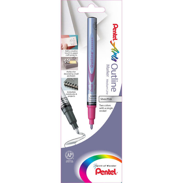 Buy Pentel Outline Marker Silver with Pink Outline at Mighty Ape NZ
