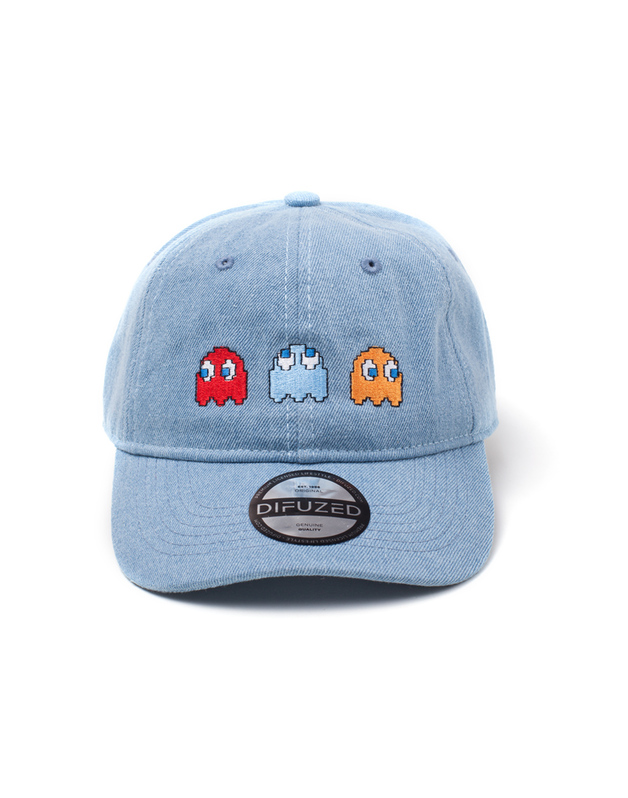 Pac Man 2D Embroidery Stone Washed Denim Cap | Men's | at Mighty Ape NZ
