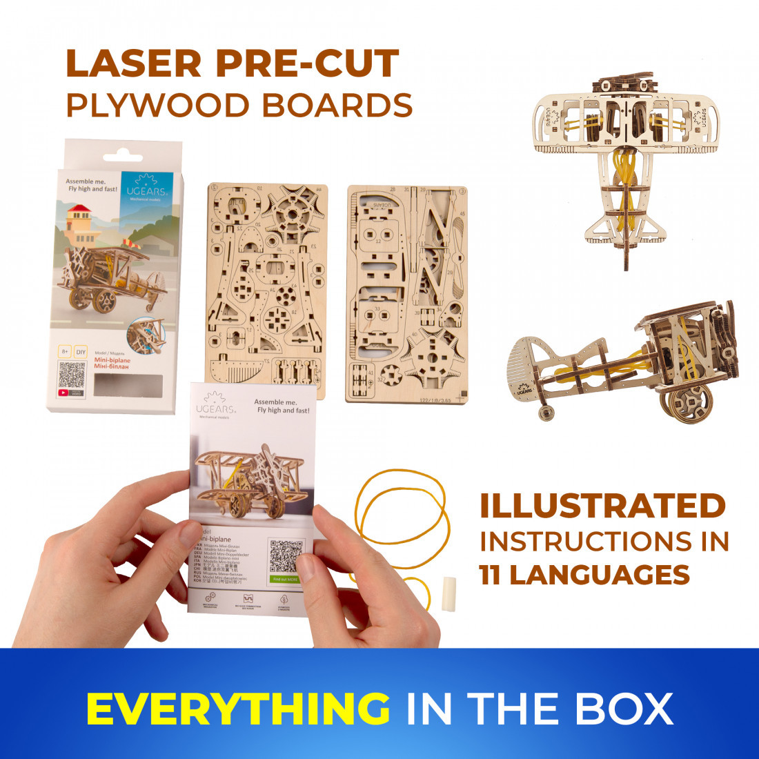 UGears Mini Biplane | Board Game | at Mighty Ape NZ