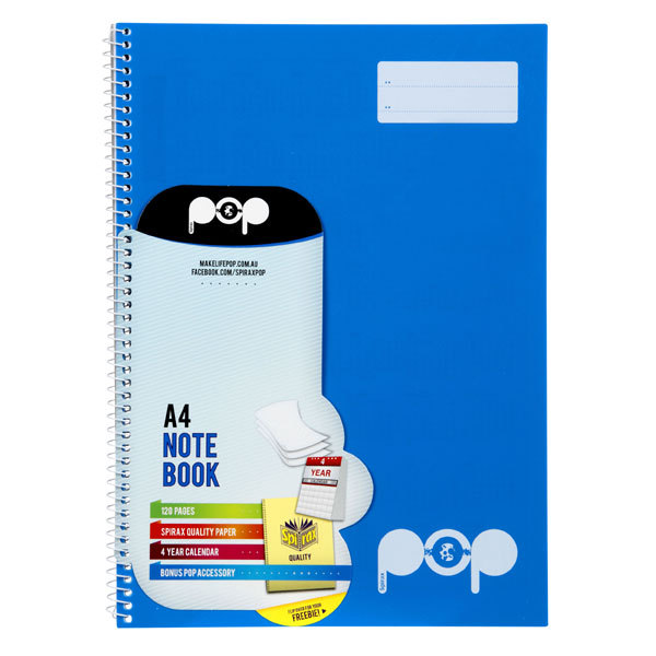 Buy Spirax POP A4 Blue Notebook at Mighty Ape NZ