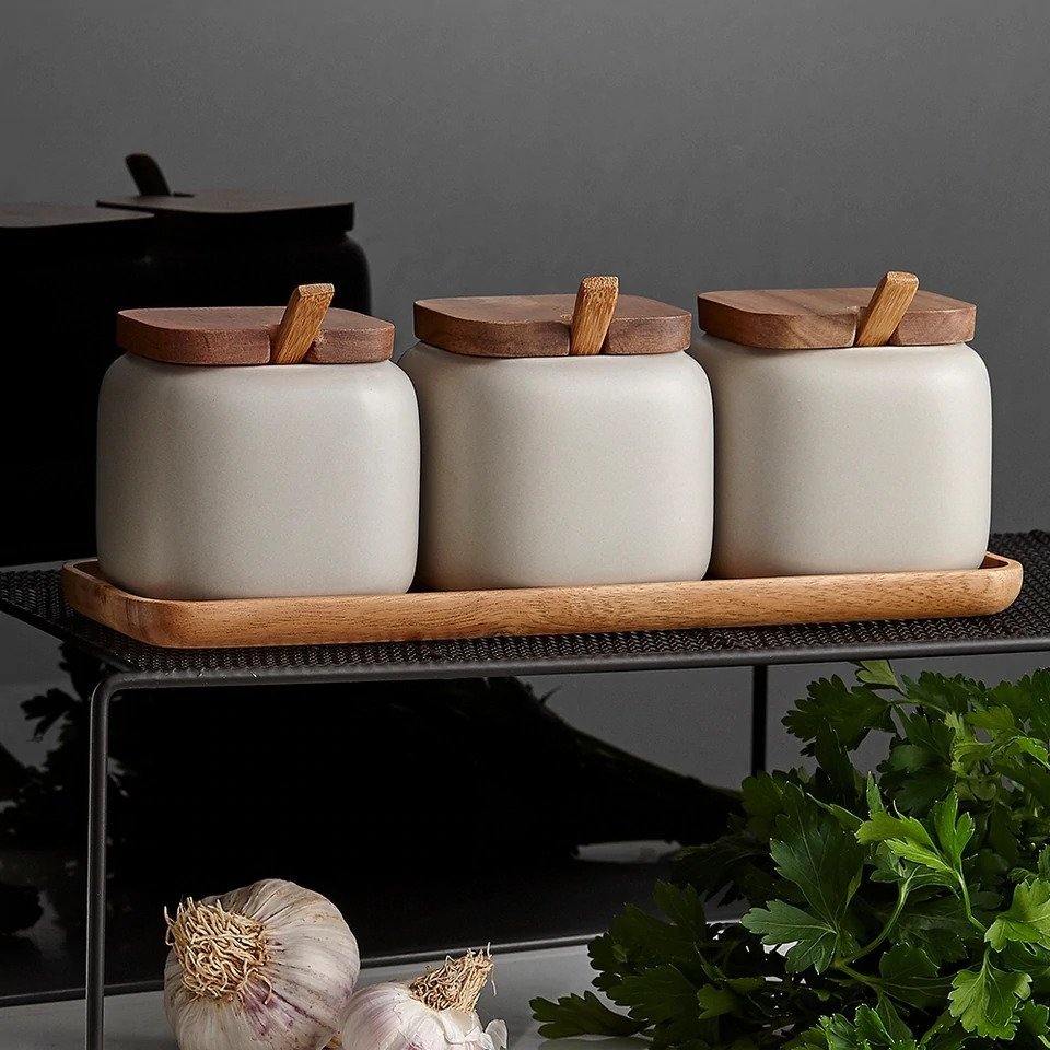 Ladelle: Essentials Stone Canister & Spoon Counter Set | at Mighty Ape NZ