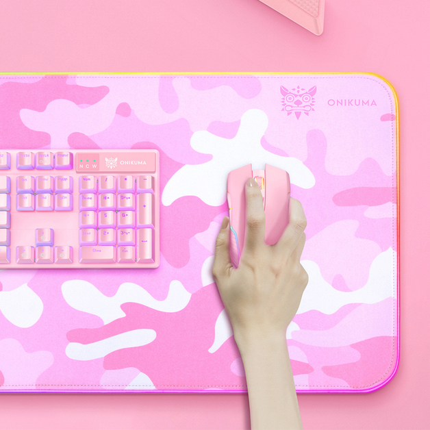 Onikuma RGB Mouse & Keyboard Gaming Pad - Pink Camo | | Buy Now | at ...