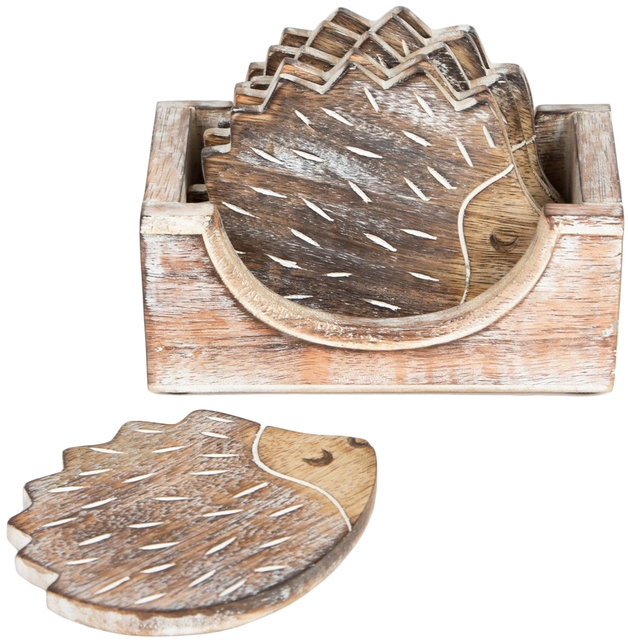 Carved Hedgehog - Coaster Set | at Mighty Ape NZ