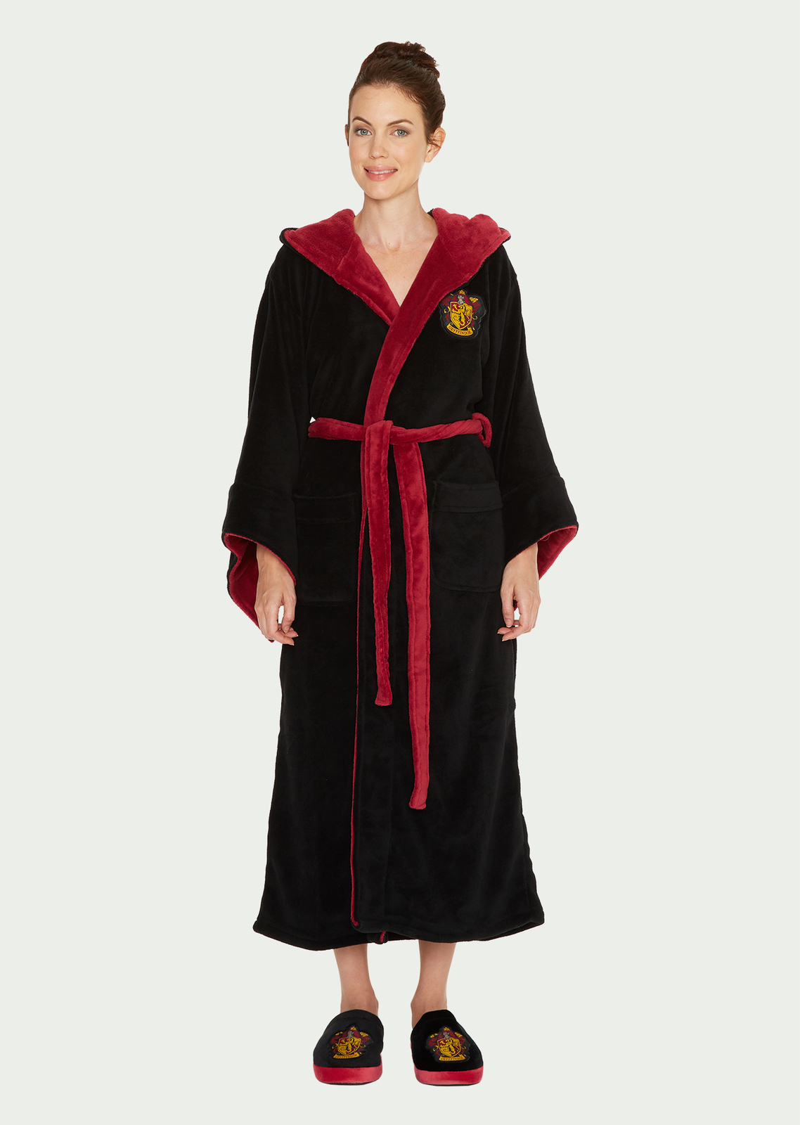 Harry Potter: Gryffindor Fleece Robe - Black & Burgundy Women's | Women ...