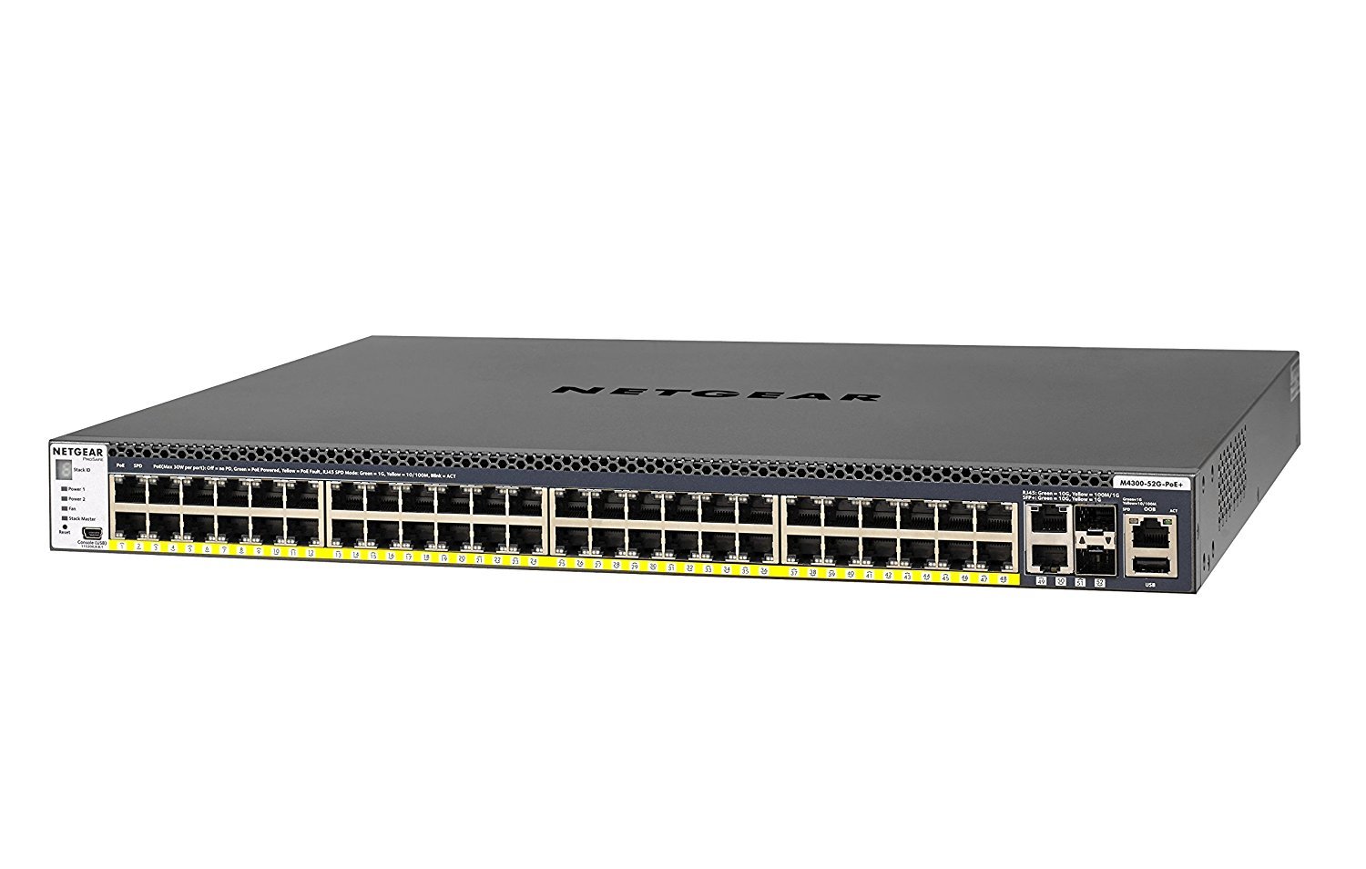 NETGEAR M4300-52G-PoE+ 48-Port Fully Managed Stackable Layer 3 PoE+ ...