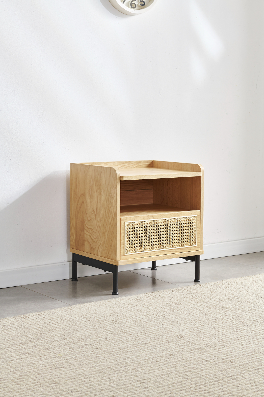 Buy Fraser Country Natural & Black Rattan Bedside Table with Metal Legs ...