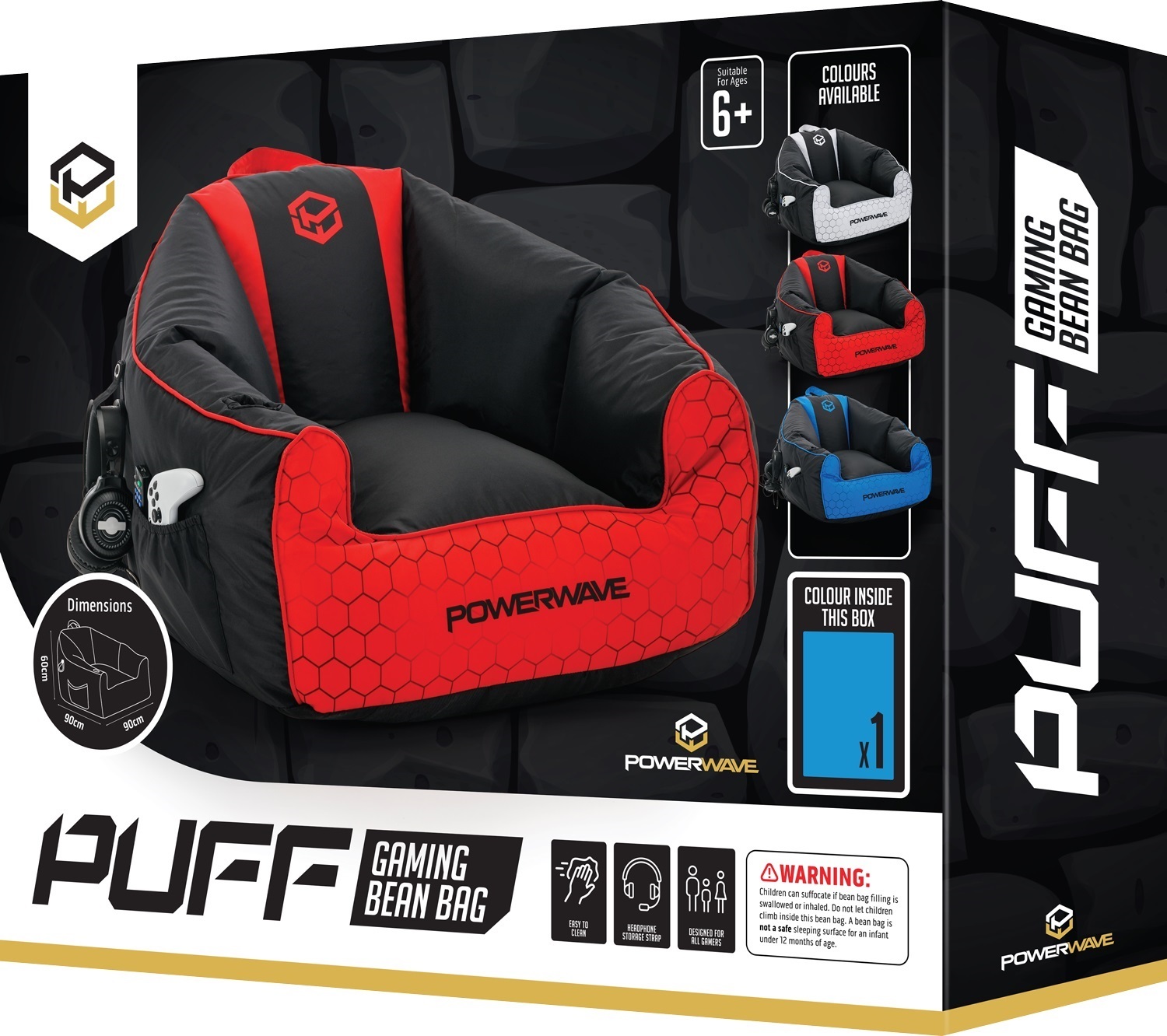 Powerwave Bean Bag Chair Puff (Red) | | Buy Now | at Mighty Ape NZ