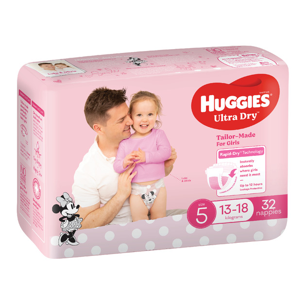 Buy Huggies Ultra Dry Walker Girl Nappies - Size 5 at Mighty Ape NZ