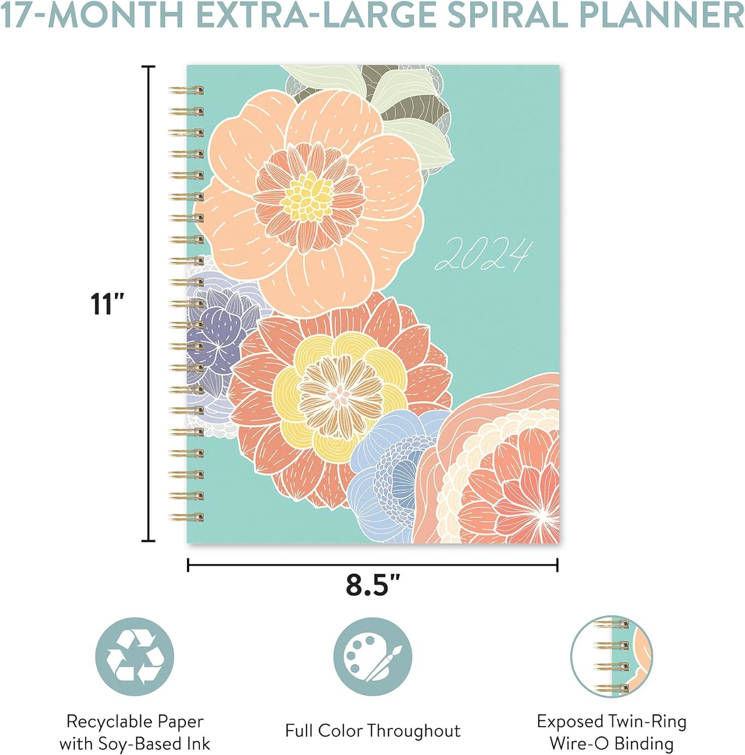 Buy Orange Circle Studio: Extra Large Spiral Planner 2024 - Retro ...
