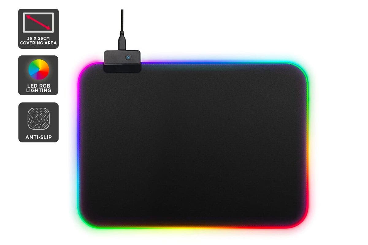 RGB LED Gaming Mouse Pad (36 x 26cm) | at Mighty Ape NZ