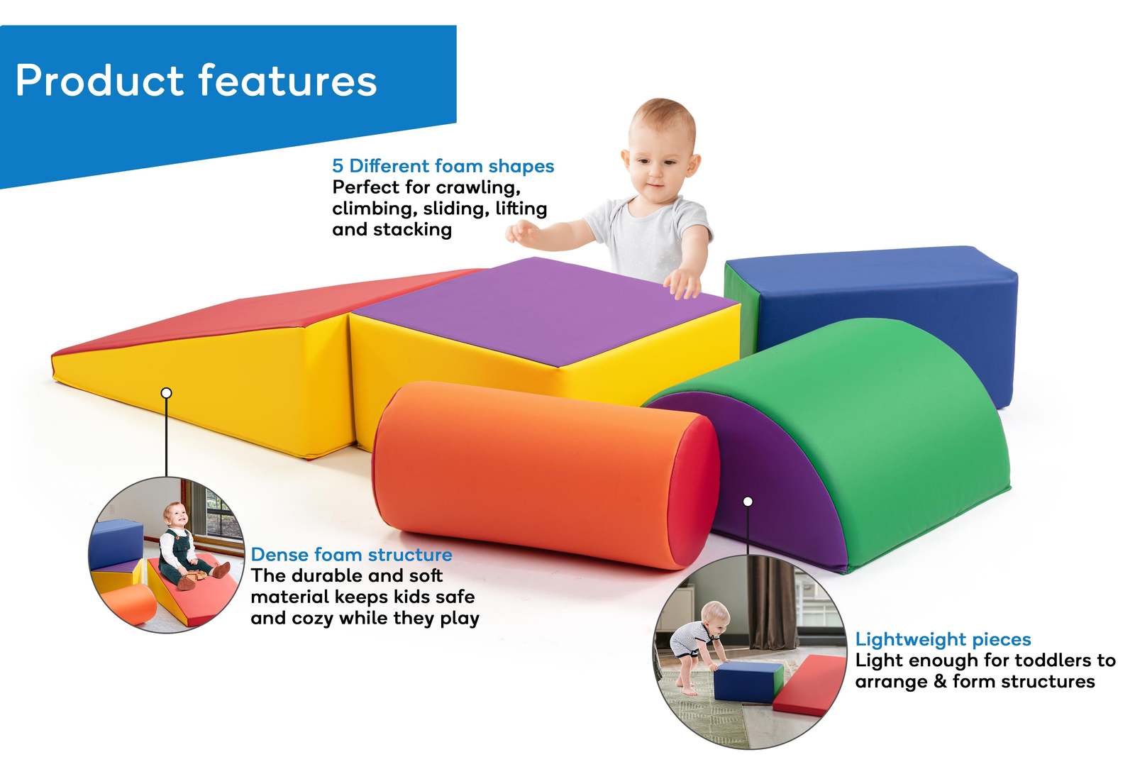 Kids 5-Piece Soft Play Corner Climber Activity Playset Images at Mighty ...