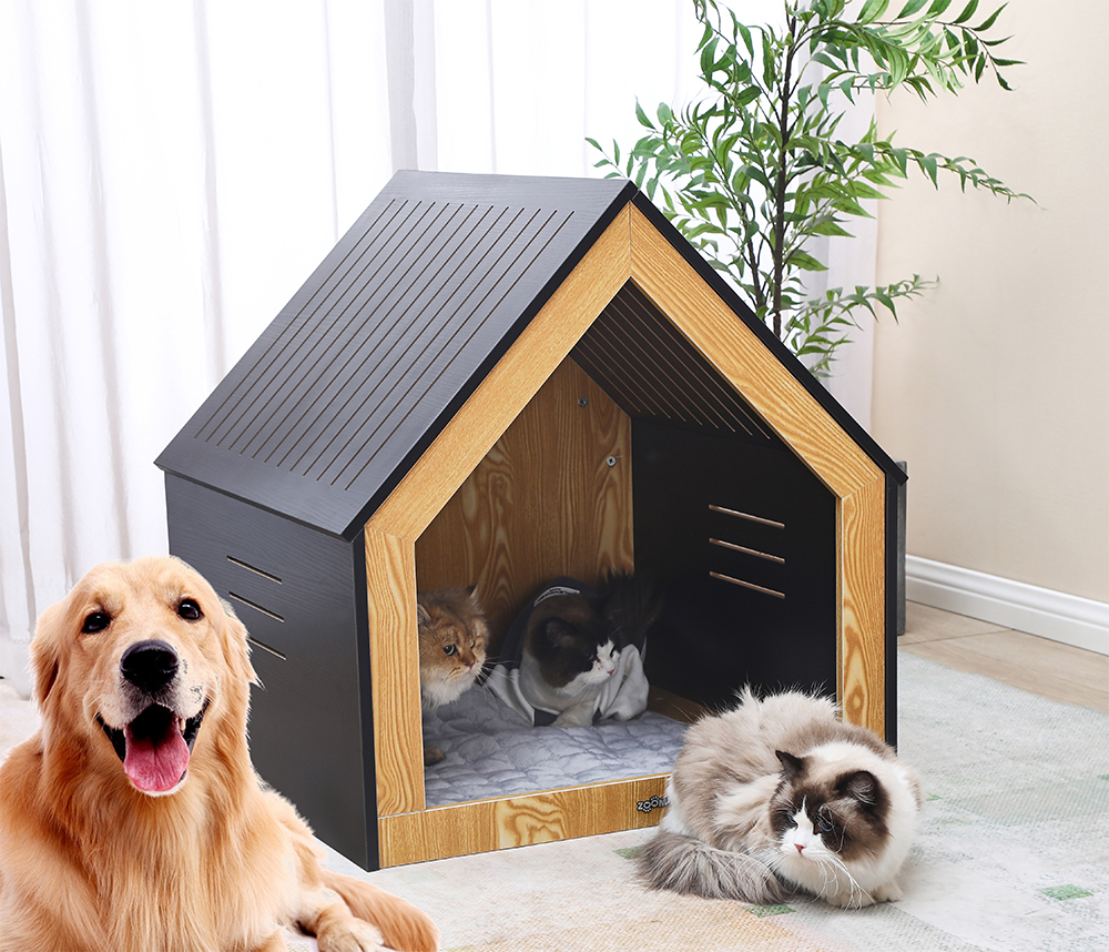 Buy Zoomies Large Modern Pet House - Black & Natural at Mighty Ape NZ