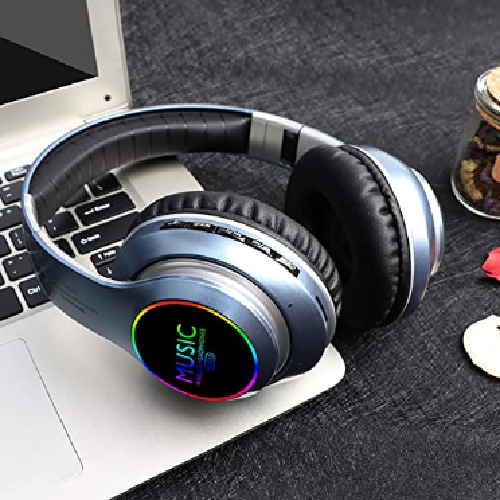 LED Bluetooth 5.0 Foldable Wireless Headset - Blue | at Mighty Ape NZ