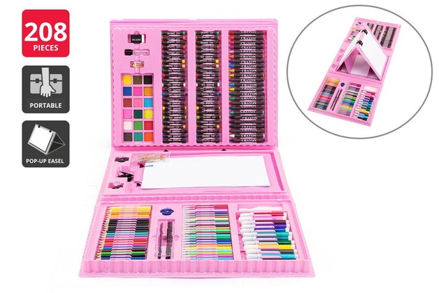 Buy 208-Piece Pop-Up Double-Sided Easel Art Set - Pink at Mighty Ape NZ