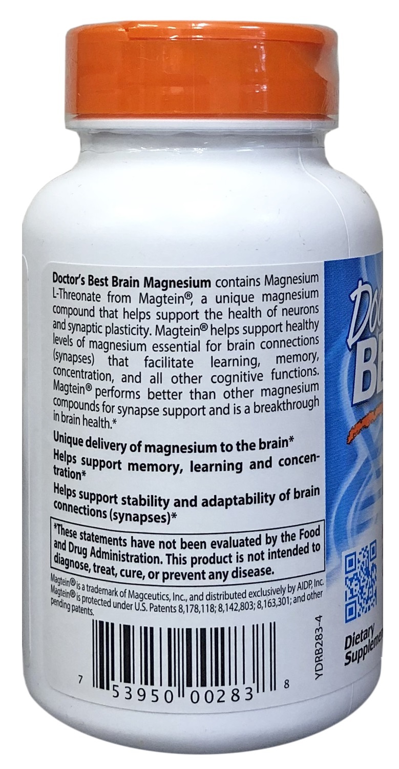 Buy Doctor's Best Brain Magnesium 50mg (90 Veggie Caps) at Mighty Ape NZ