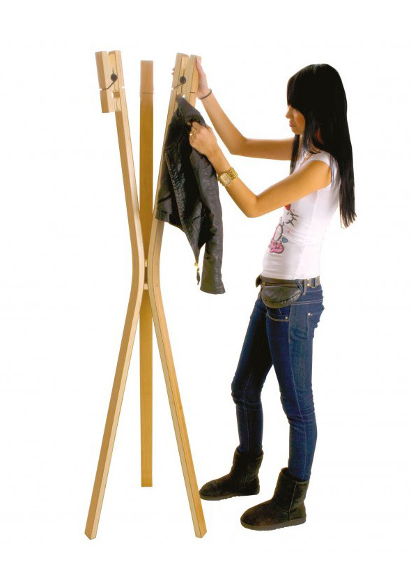 Leitmotiv Wood Clothes Pin Coathanger Stand | at Mighty Ape NZ