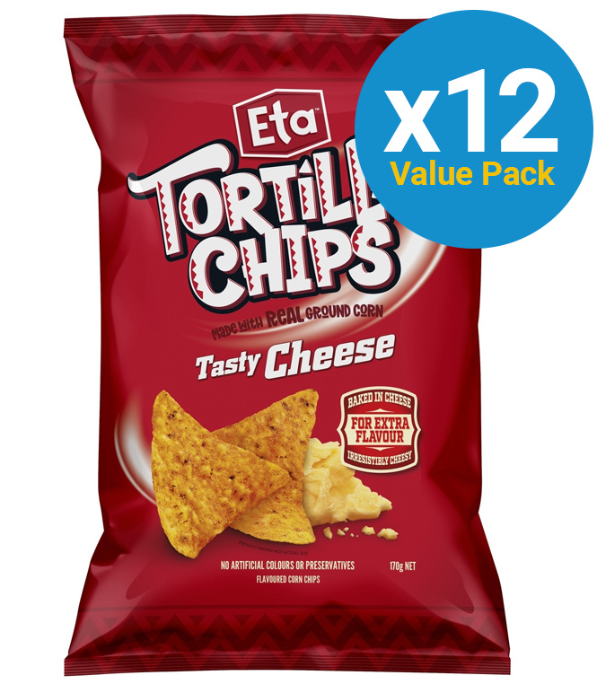 Eta Tortilla Chips Tasty Cheese 170g (12 Pack) | at Mighty Ape NZ