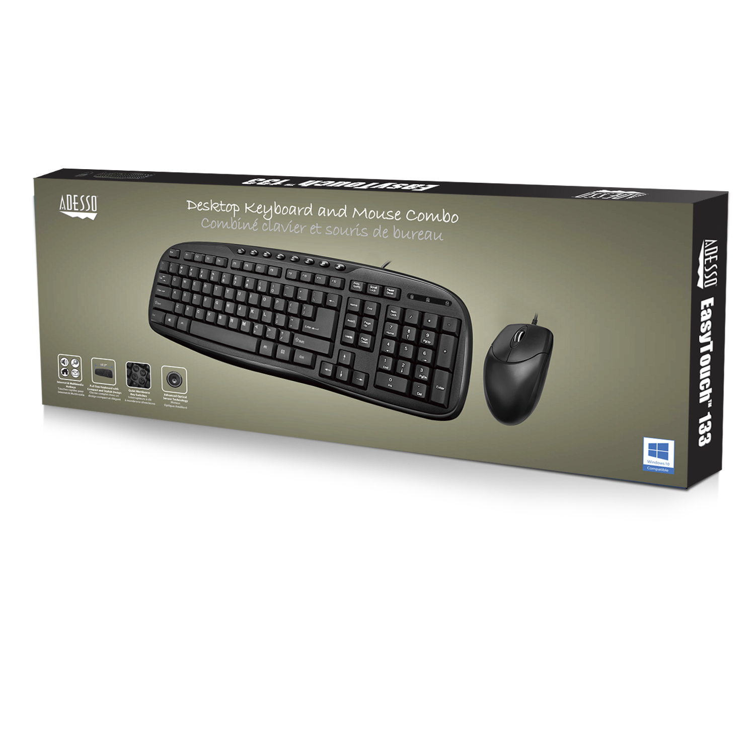 Adesso: Wired EasyTouch Desktop USB Multimedia Keyboard and Mouse Combo ...