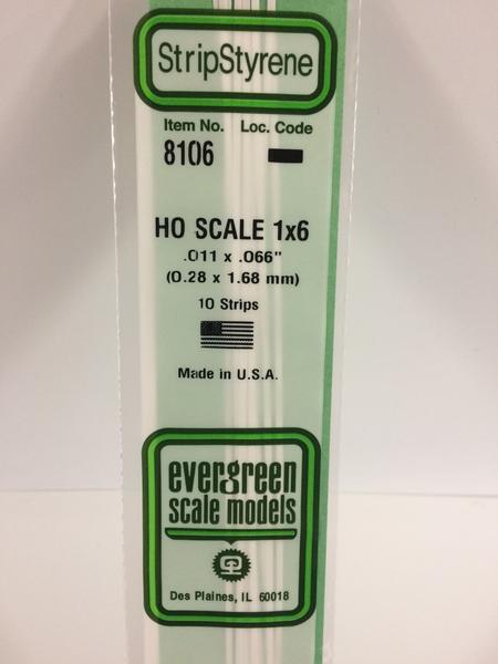 Evergreen Styrene Ho Scale Styrene Strip 1X6 (10) | at Mighty Ape NZ