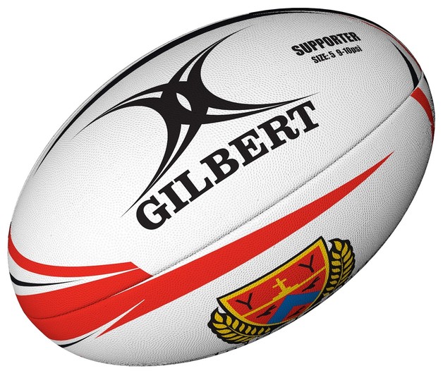Buy Gilbert NPC Supporter Rugby Ball - Canterbury - Size 5 at Mighty Ape NZ