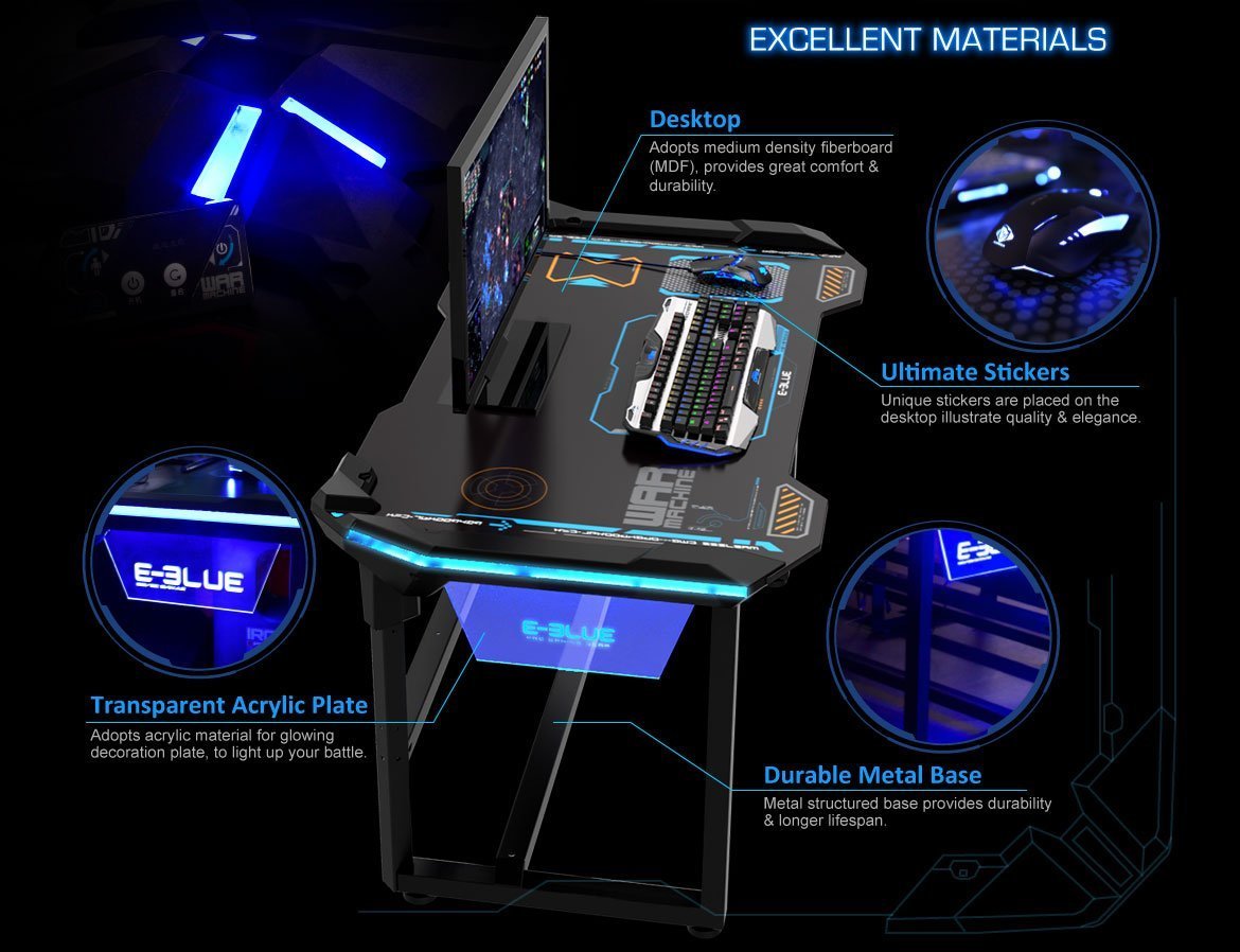 E-Blue Wireless Glowing Gaming Desk | | Buy Now | at Mighty Ape NZ