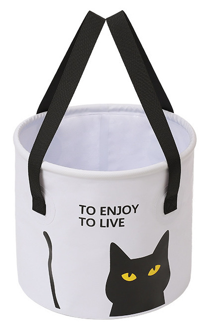 Foldable Bucket With Cat Design - White | at Mighty Ape NZ